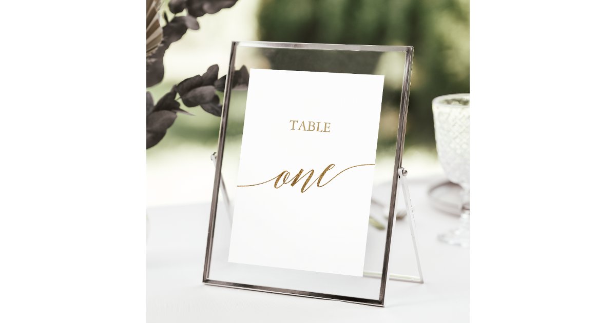 Elegant Gold Calligraphy Table One Table Number | Zazzle