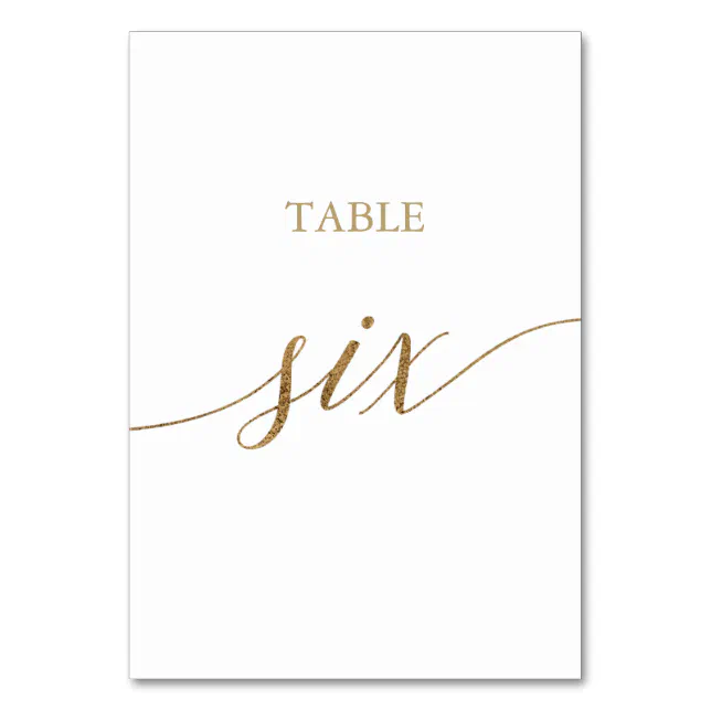 Elegant Gold Calligraphy Table Six Table Number | Zazzle