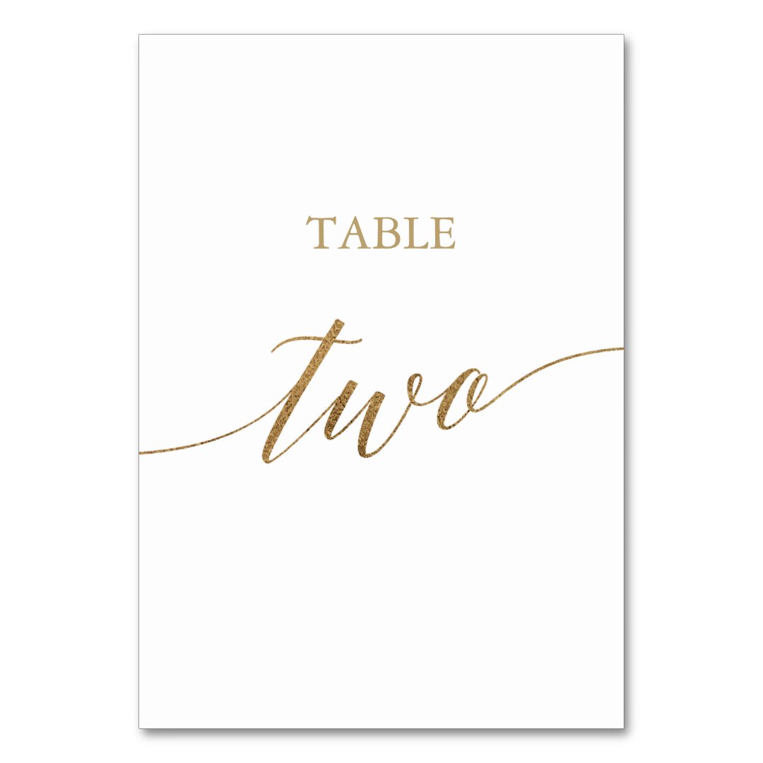 Elegant Gold Calligraphy Table Two Table Number | Zazzle