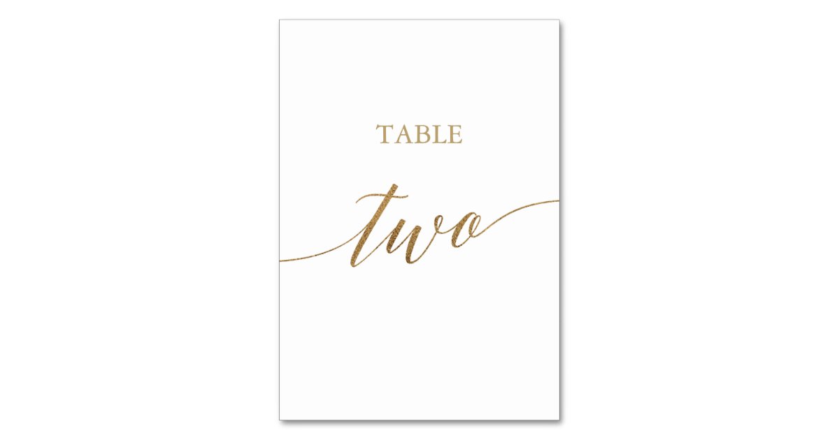 Elegant Gold Calligraphy Table Two Table Number | Zazzle