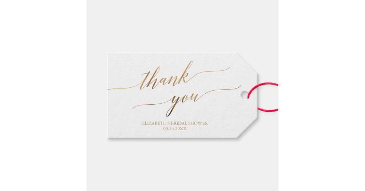 Elegant Gold Calligraphy Thank You Favor Gift Tags | Zazzle.com