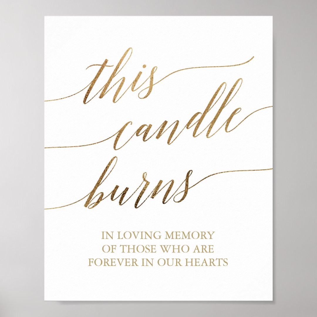 Elegant Gold Calligraphy This Candle Burns Sign | Zazzle