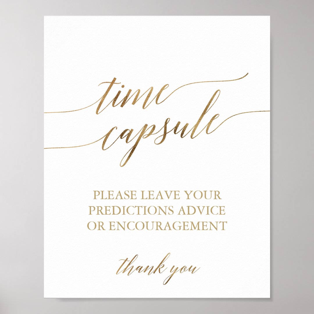 Elegant Gold Calligraphy Time Capsule Sign | Zazzle