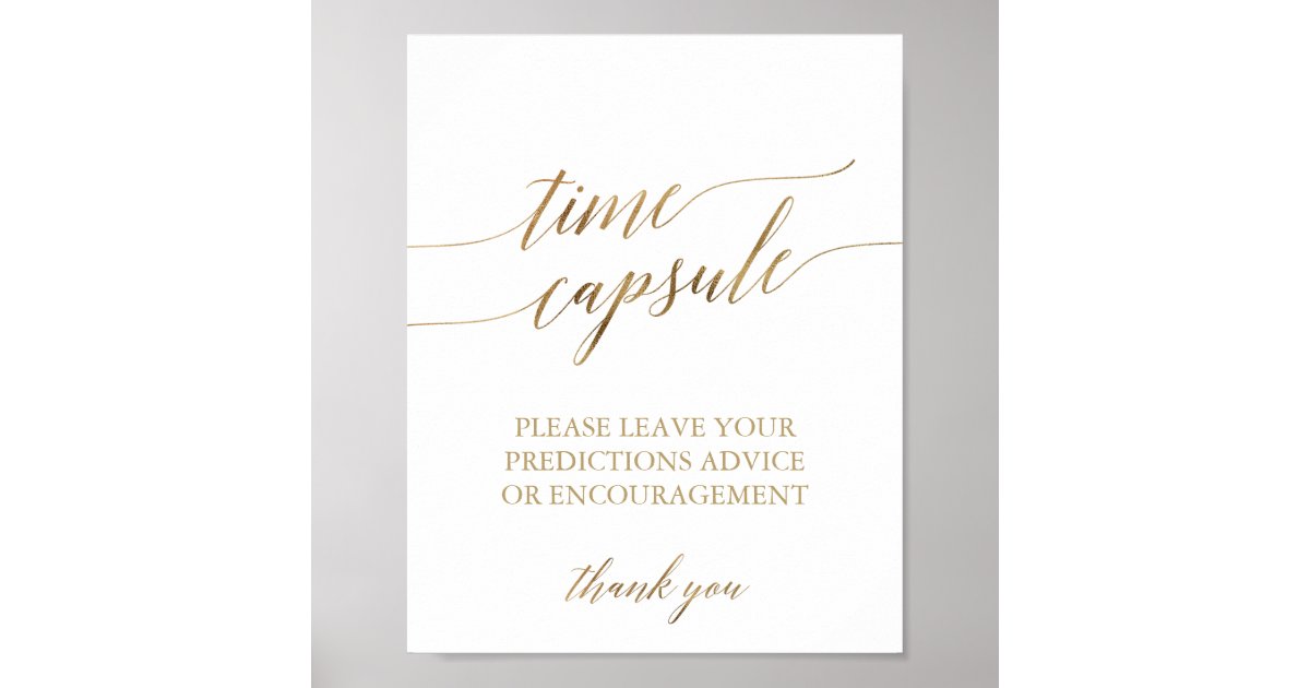 Elegant Gold Calligraphy Time Capsule Sign | Zazzle