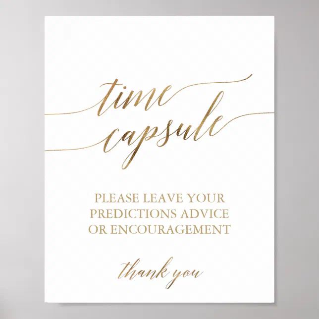 Elegant Gold Calligraphy Time Capsule Sign | Zazzle