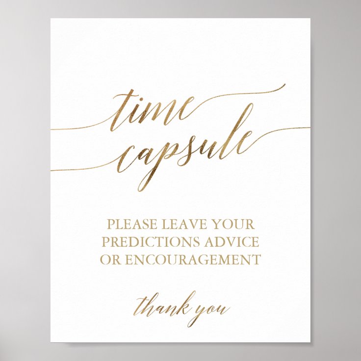 Elegant Gold Calligraphy Time Capsule Sign | Zazzle