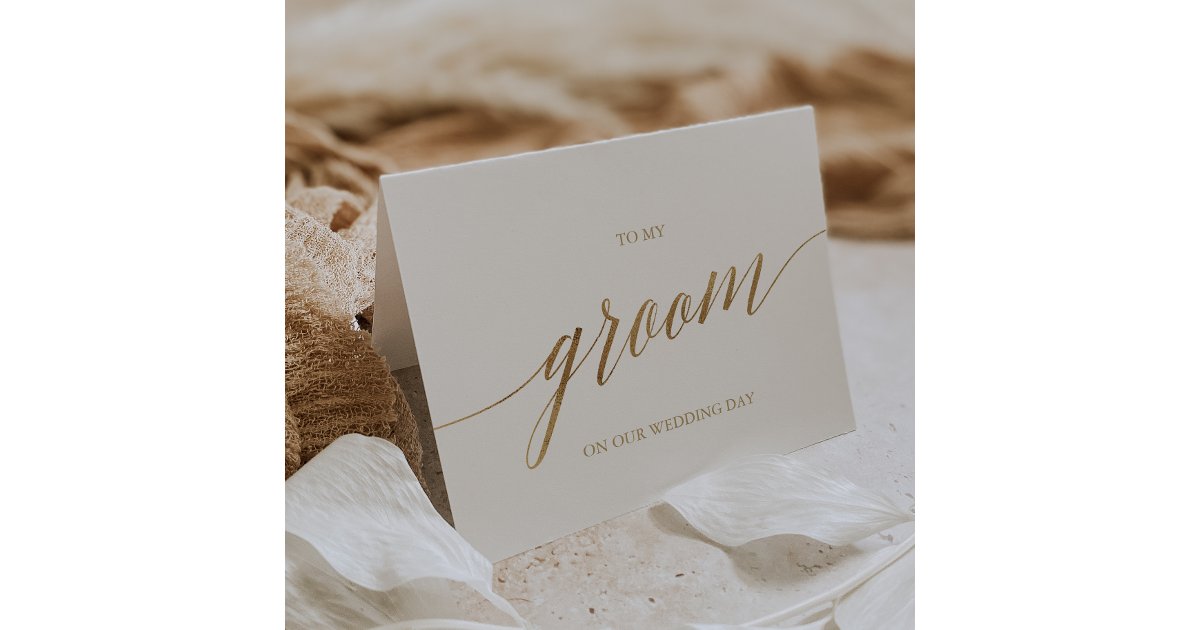 Elegant Gold Calligraphy To My Groom Card | Zazzle