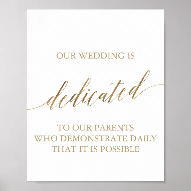 Elegant Gold Calligraphy Wedding Dedication Sign | Zazzle