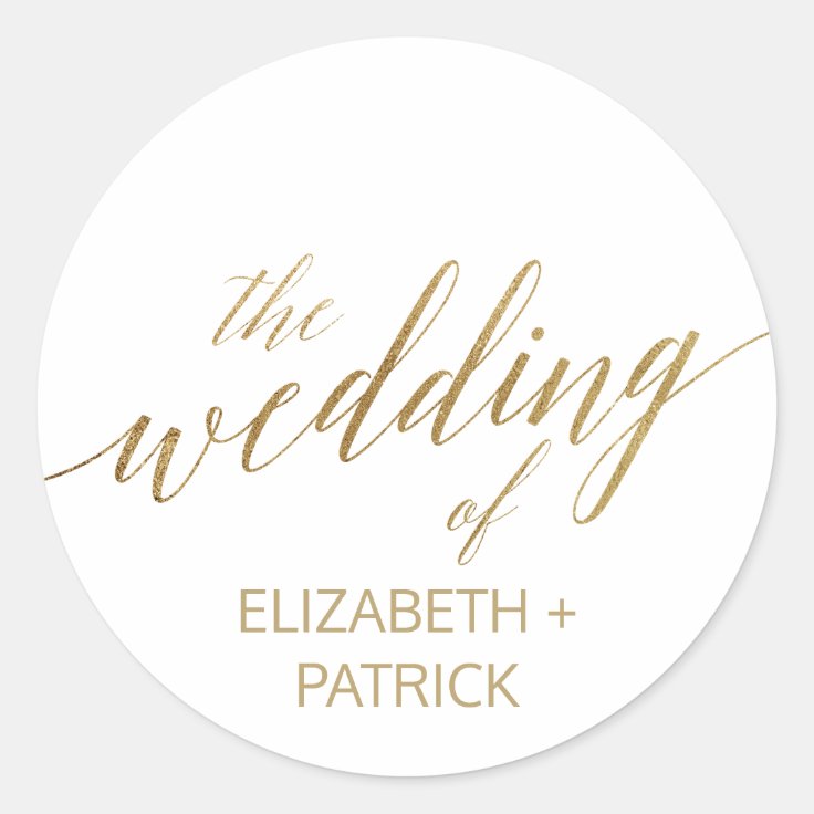 Elegant Gold Calligraphy Wedding Envelope Seals | Zazzle