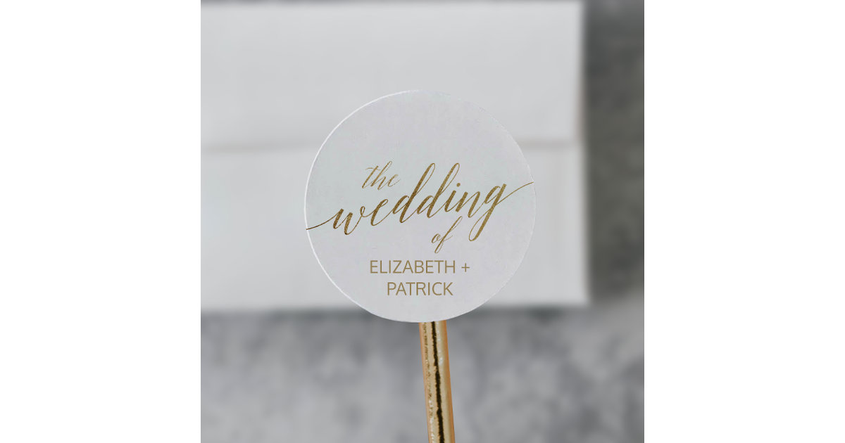 Elegant Gold Calligraphy Wedding Envelope Seals | Zazzle