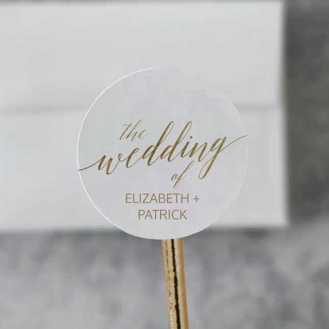 Elegant Gold Calligraphy Wedding Envelope Seals | Zazzle
