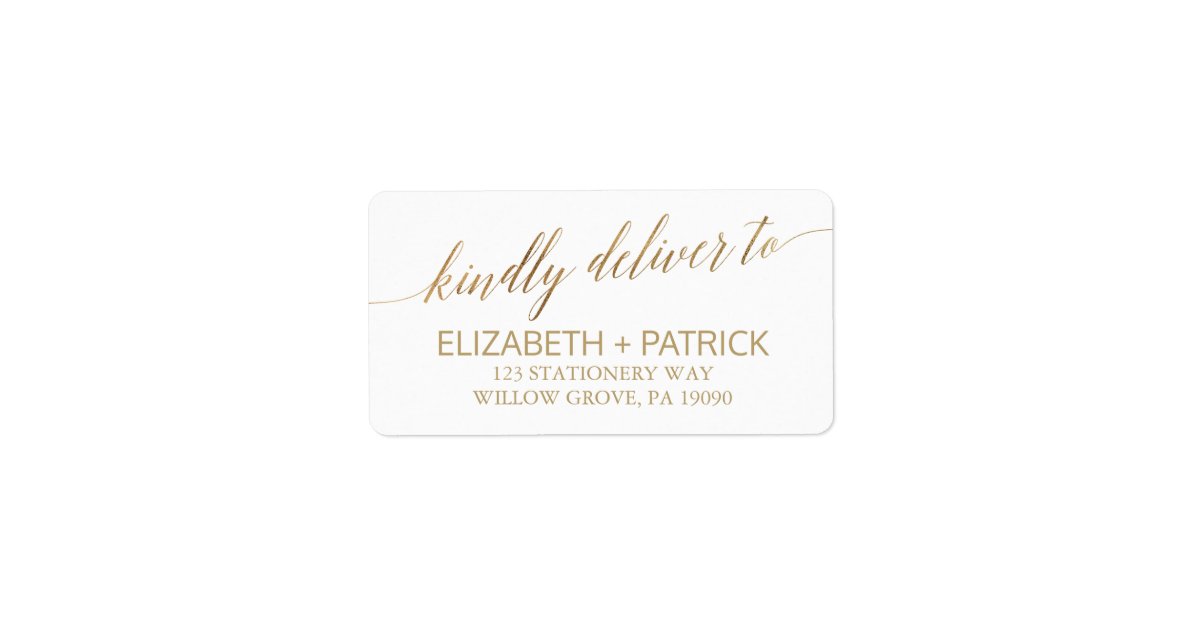 Elegant Gold Calligraphy Wedding Label | Zazzle