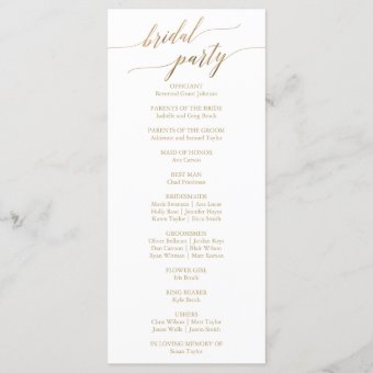 Elegant Gold Calligraphy Wedding Program | Zazzle