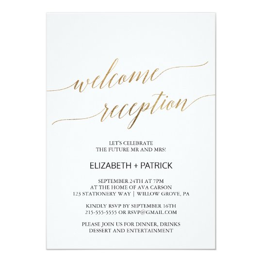 Elegant Gold Calligraphy Welcome Reception Invitation | Zazzle.com