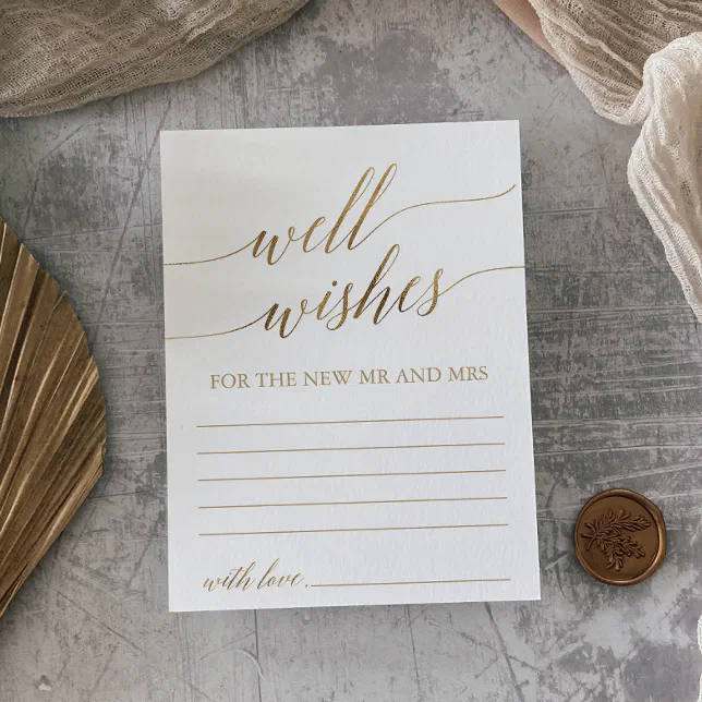 Elegant Gold Calligraphy Well Wishes Cards | Zazzle