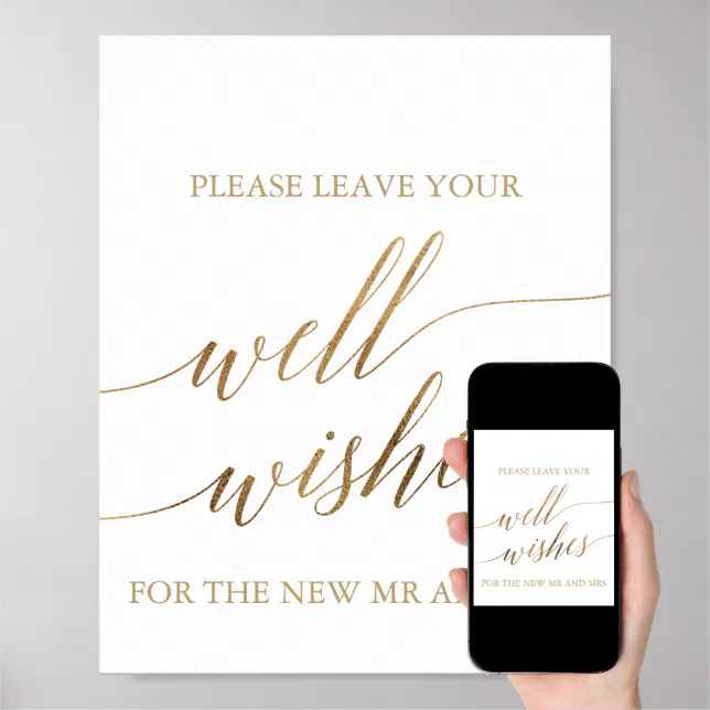 Elegant Gold Calligraphy Well Wishes Sign | Zazzle