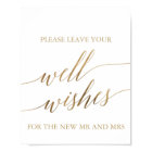 Elegant Gold Calligraphy Well Wishes Sign | Zazzle