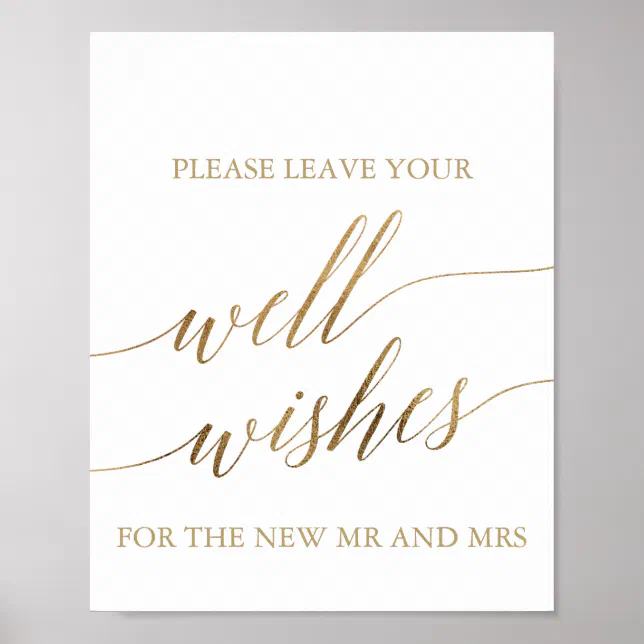 Elegant Gold Calligraphy Well Wishes Sign | Zazzle