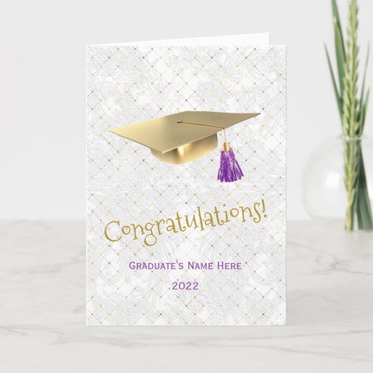 Elegant Gold Cap Purple Congratulations Graduation Card | Zazzle.com