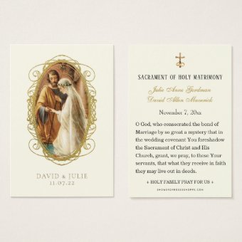 Elegant Gold Catholic Wedding Prayer Card | Zazzle