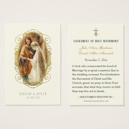 Elegant Gold Catholic Wedding Prayer Card | Zazzle