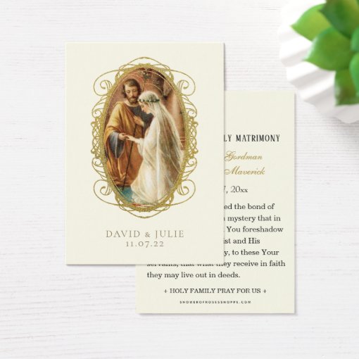 Elegant Gold Catholic Wedding Prayer Card | Zazzle