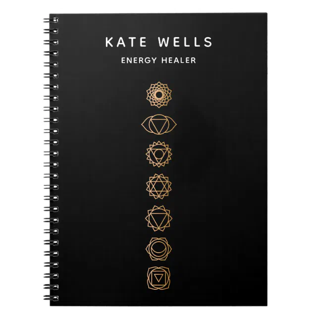 Elegant Gold Chakras Spiritual Energy Healer Notebook | Zazzle
