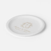 Elegant Gold Chinoiserie Monogram Crest Wedding Paper Plates | Zazzle