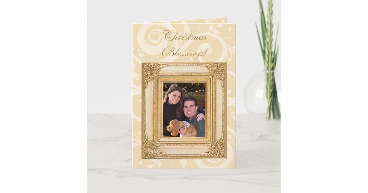 Elegant Gold Christian Photo Christmas Card, Verse Holiday Card | Zazzle