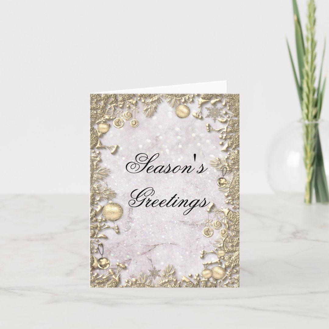 Elegant Gold Christmas Decorations and Glitter Holiday Card | Zazzle