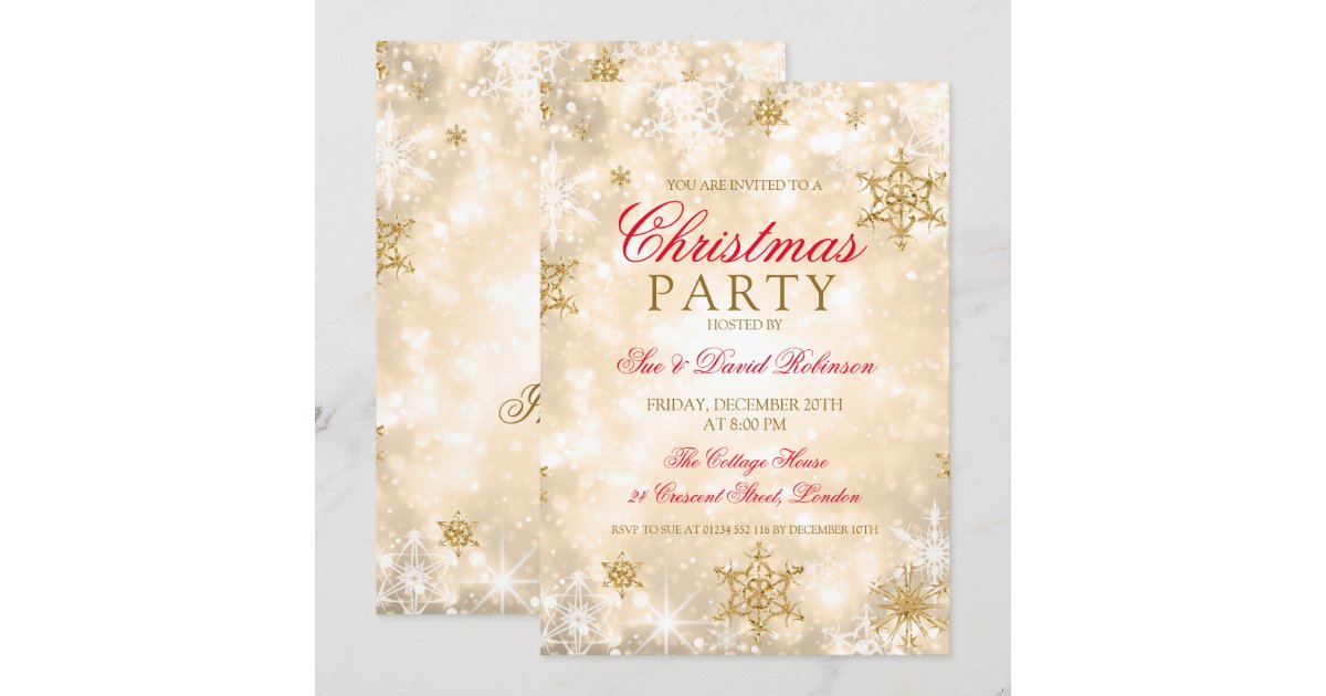 Elegant Gold Christmas Holiday Party Invitation | Zazzle