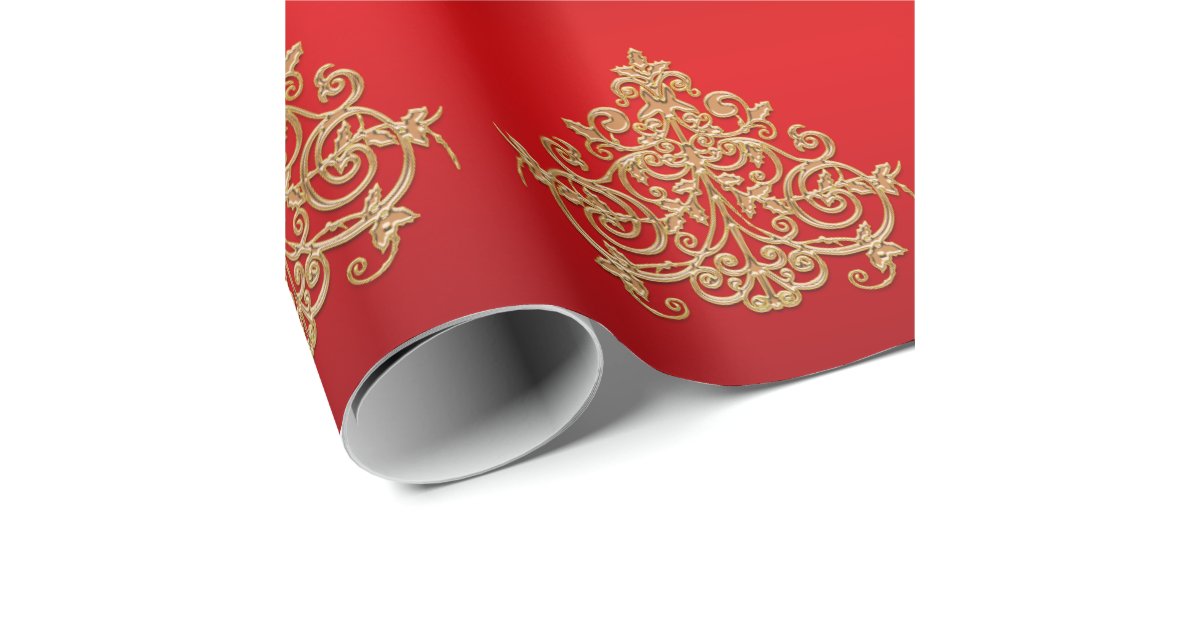 Elegant Gold Christmas Ornament Pattern Wrapping Paper | Zazzle