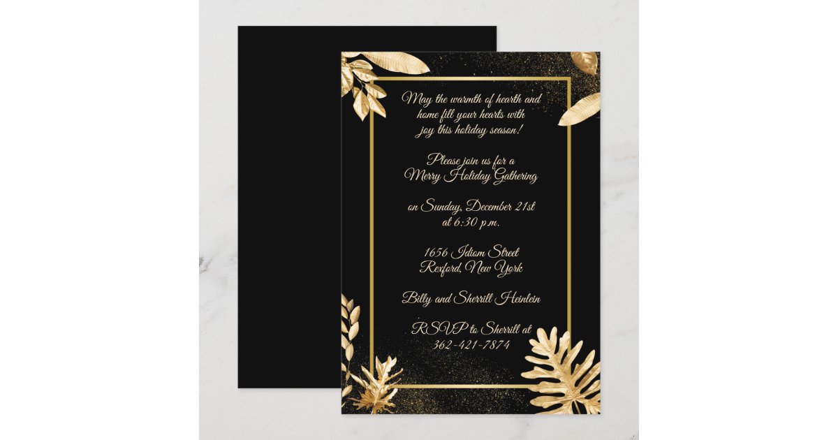 Elegant Gold Christmas Party Invitation | Zazzle