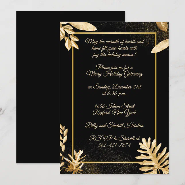 Elegant Gold Christmas Party Invitation | Zazzle