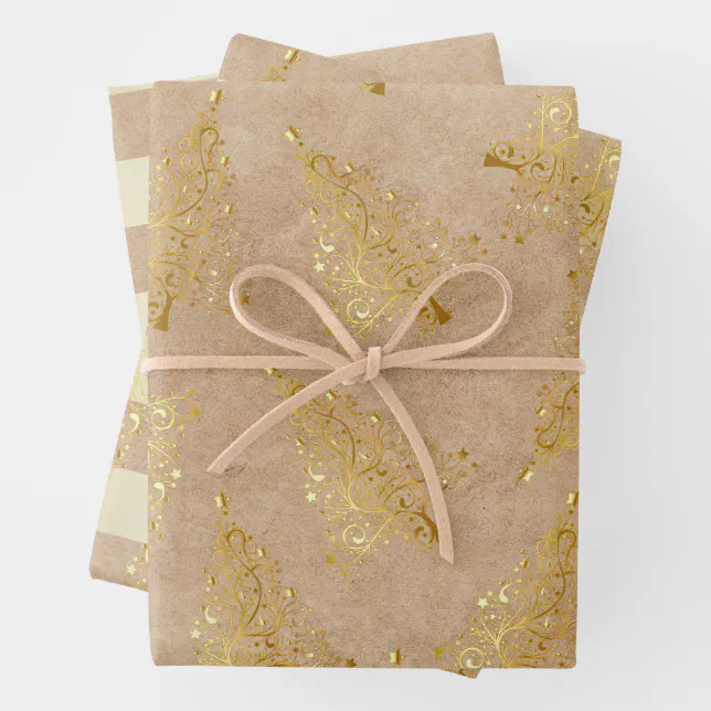 Elegant gold Christmas pattern Wrapping Paper Sheets | Zazzle