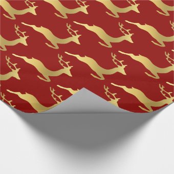 Elegant Gold Christmas Reindeer Pattern Wrapping Paper | Zazzle