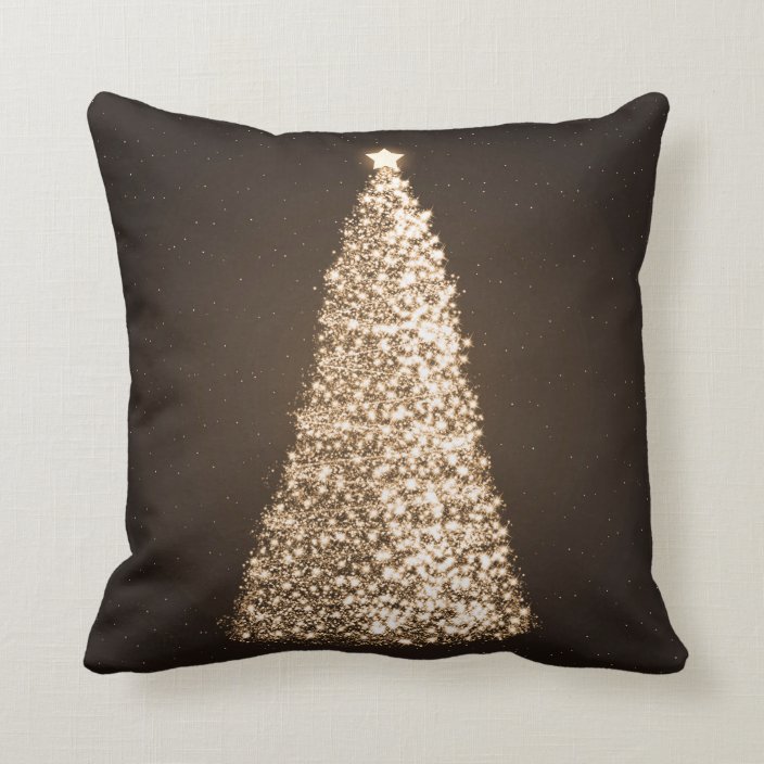 Elegant Gold Christmas Tree Brown Throw Pillow | Zazzle.com