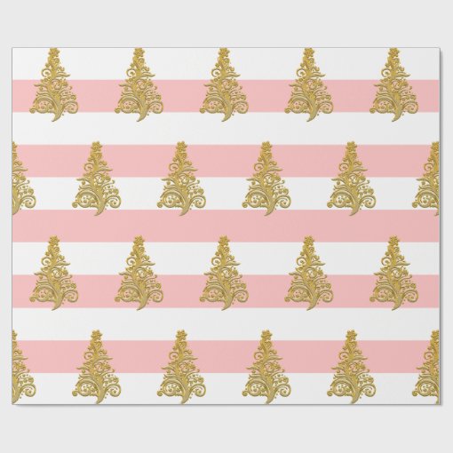Elegant Gold Christmas Tree pattern Wrapping Paper | Zazzle