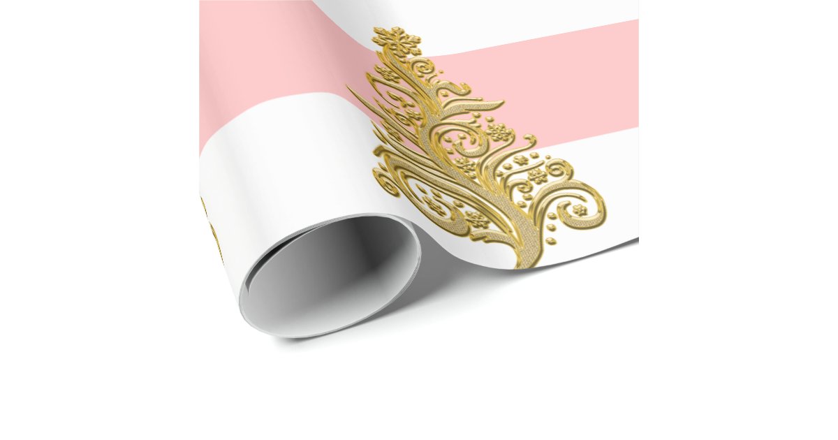 Elegant Gold Christmas Tree pattern Wrapping Paper | Zazzle