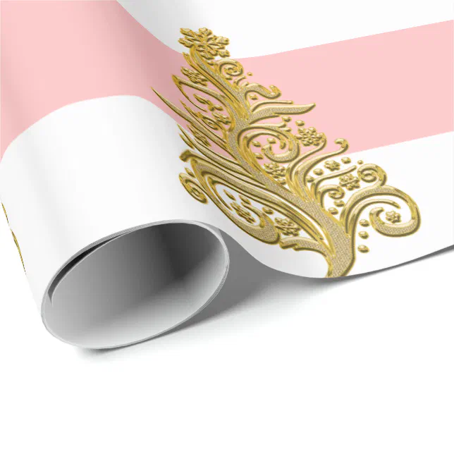 Elegant Gold Christmas Tree pattern Wrapping Paper | Zazzle