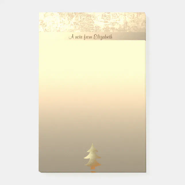Elegant Gold Christmas Tree - Personalized Post-it Notes | Zazzle