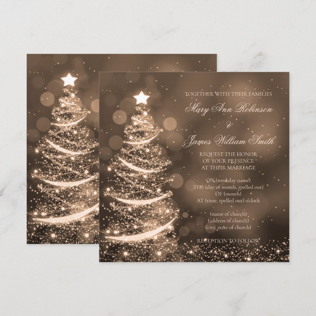 Elegant Gold Christmas Wedding Invitation | Zazzle