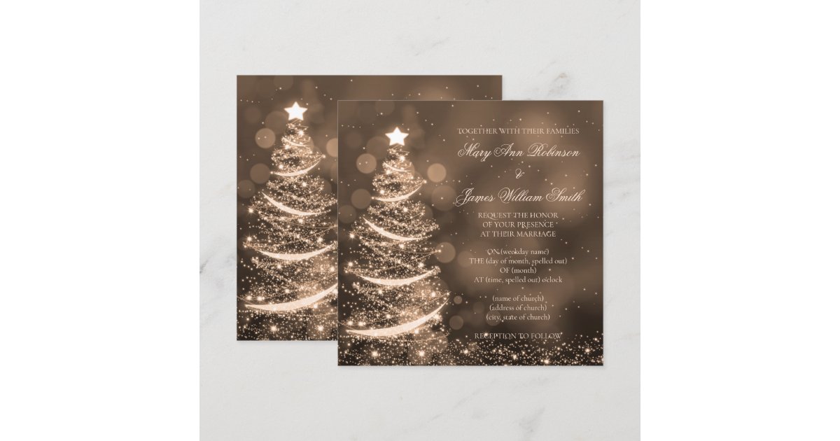 Elegant Gold Christmas Wedding Invitation | Zazzle