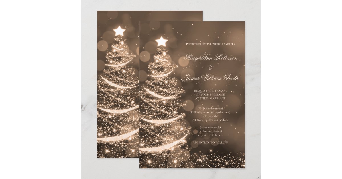 Elegant Gold Christmas Wedding Invitation | Zazzle