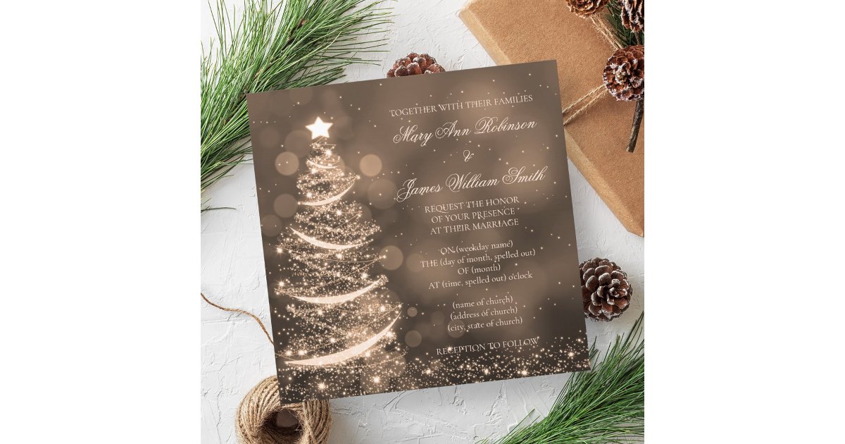 Elegant Gold Christmas Wedding Invitation | Zazzle