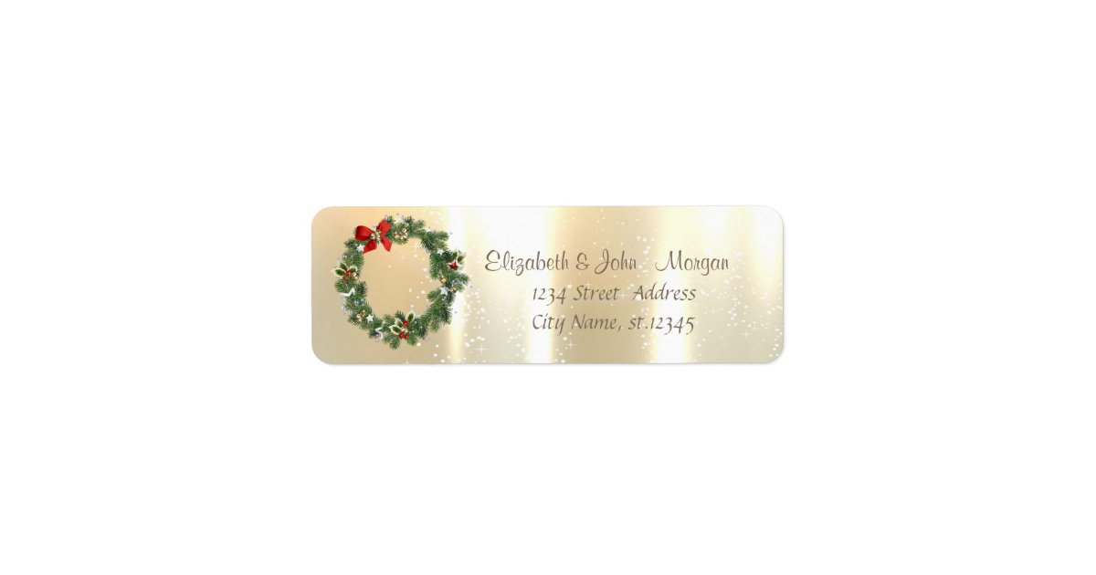 Elegant, Gold Christmas Wreath , Holiday Label | Zazzle
