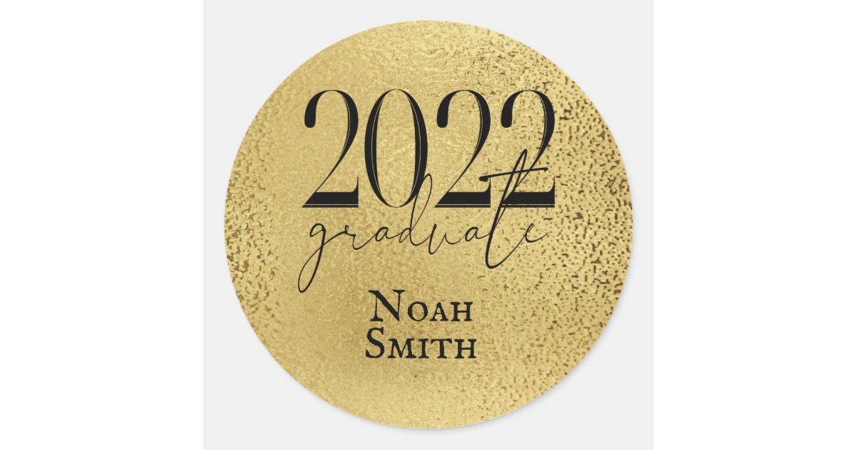 Elegant Gold Class of 2022 Graduation Classic Round Sticker | Zazzle