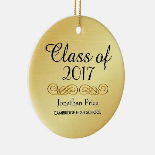 Elegant Gold Class of Graduation Christmas Ceramic Ornament | Zazzle