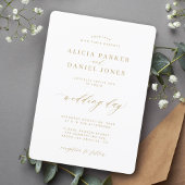 Elegant gold classic calligraphy script wedding invitation | Zazzle