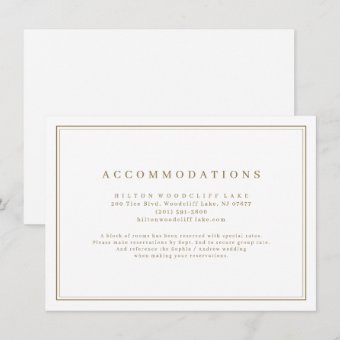 Elegant gold classy minimalist accommodations enclosure card | Zazzle